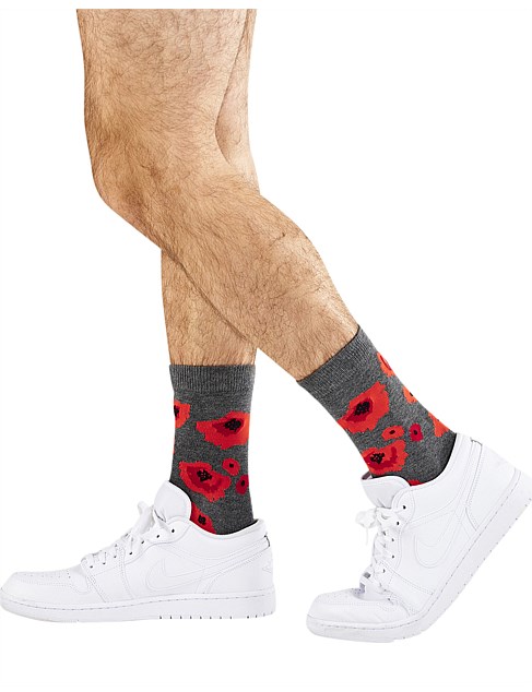 Bamboozld Mens Poppies Bamboo Sock | David Jones