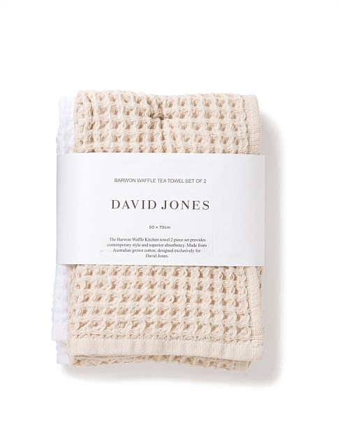 David Jones Collection Barwon Waffle Tea Towel Set Of 2 | David Jones