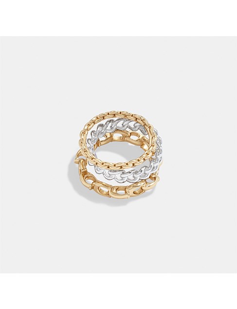 Coach Signature Mixed Chain Ring Set | David Jones