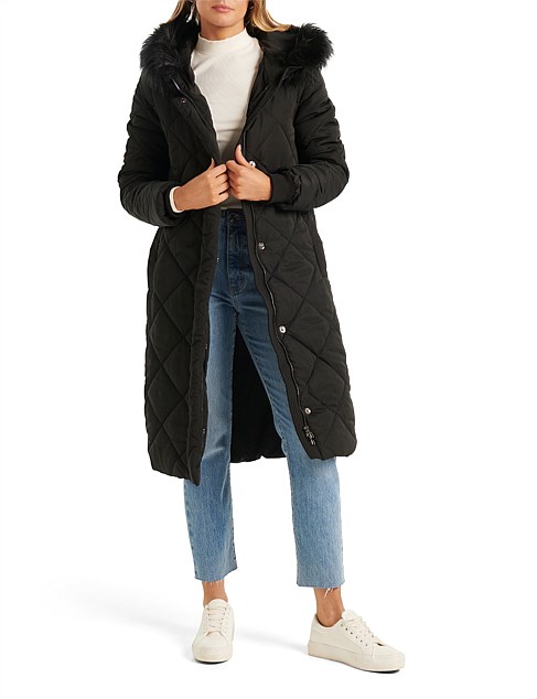 Forever New Tessa Quilted Longline Puffer Jacket | David Jones