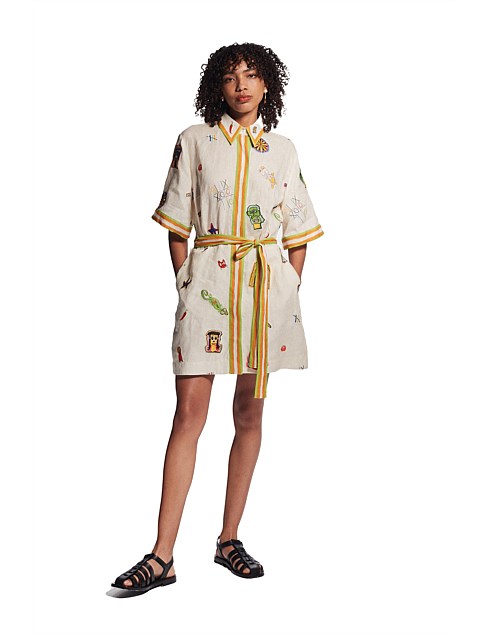 Alémais Checkers Embroidered Mini Dress | David Jones