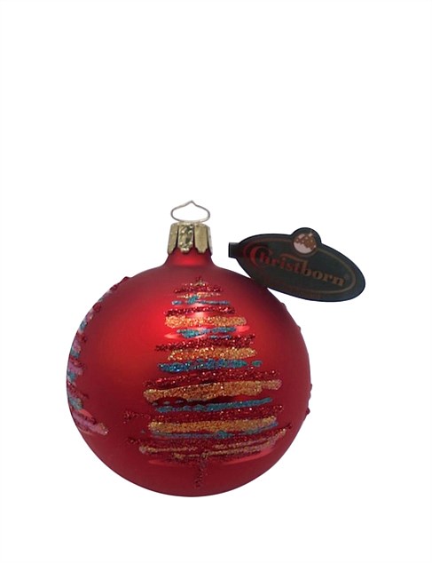 Christborn 8cm Hand Decorated Glitter Trees On Red Glass Bauble | David ...