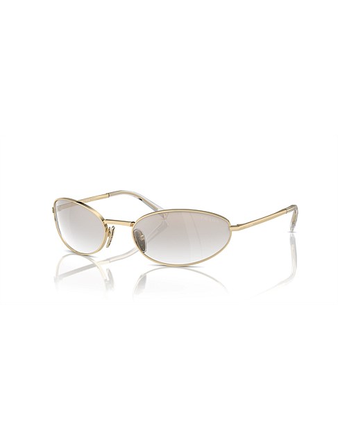 Prada Oval Pale Gold Clear Mirror Sunglasses | David Jones