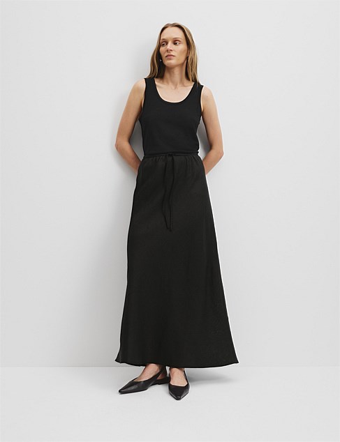 Country Road Organically Grown Linen Yarn Dyed Bias Skirt | David Jones
