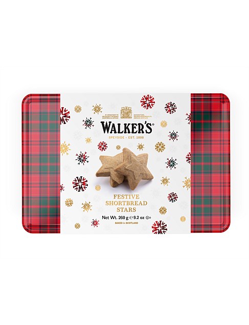 Walkers Festive Shortbread Stars Tin 260g | David Jones