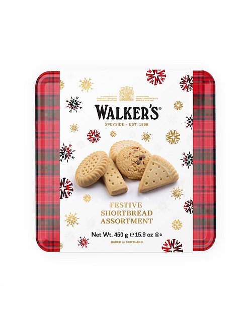 Walkers Festive Shortbread Assortment Tin 450g | David Jones