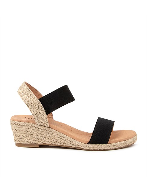 Midas Halina Black Elastic Wedges | David Jones
