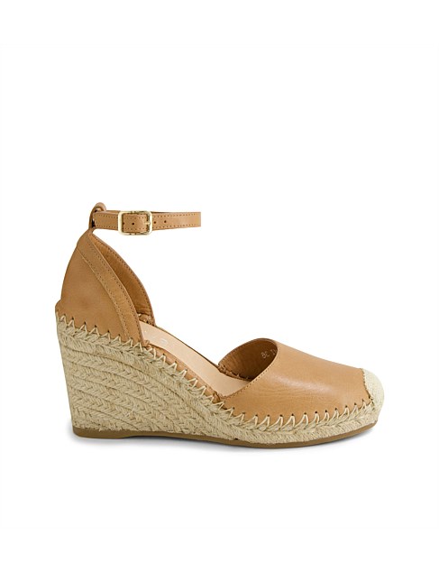 Midas Melkie Tan Natural Rope Leather Wedges | David Jones