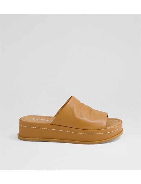 Midas Womba Dark Tan Leather Slides | David Jones