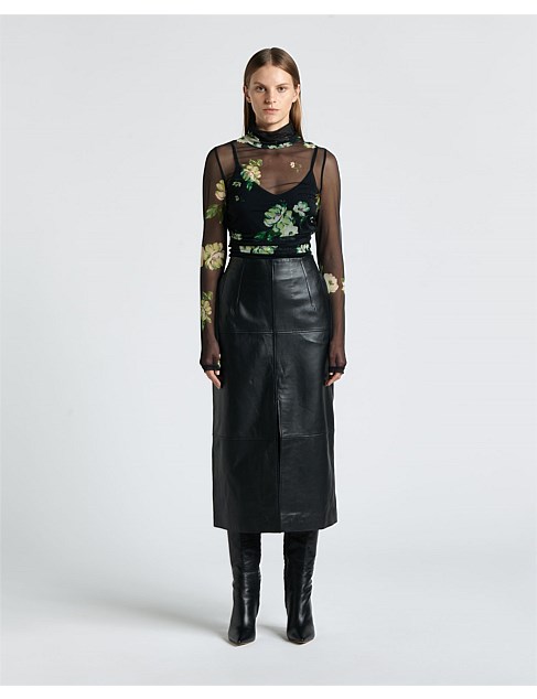 Cue Green Rose Mesh Top | David Jones