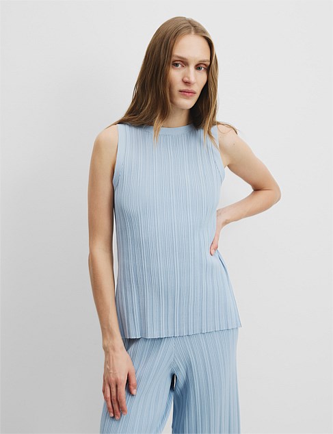 Country Road Plisse Rib Knit Tank | David Jones