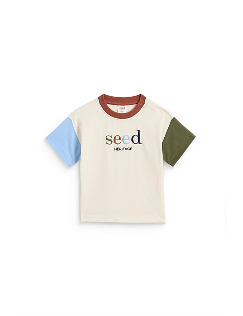 Seed Heritage Colourblock Logo Tee | David Jones