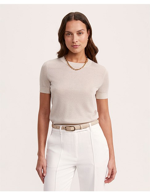 Saba Mariya Metallic Crew Neck Knit | David Jones