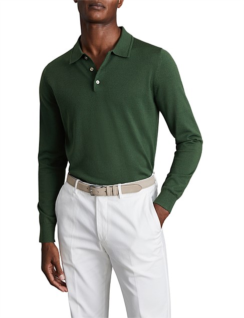 Reiss Trafford -Long Sleeve Merino Half Button Polo | David Jones