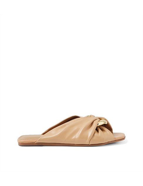 Mollini Liberti Camel Leather Slides | David Jones