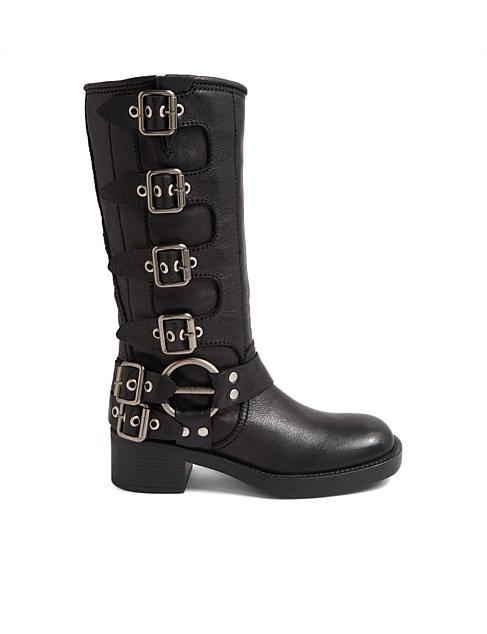 Mollini Kade Black Leather Knee High Boots | David Jones