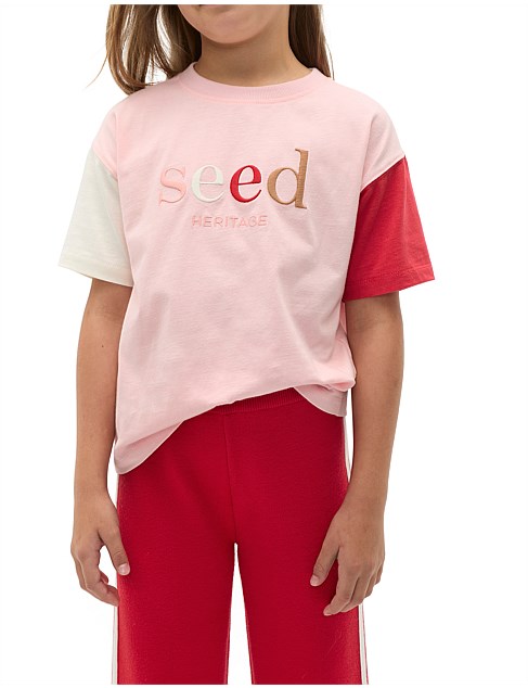 Seed Heritage Colourblock Logo Tee | David Jones