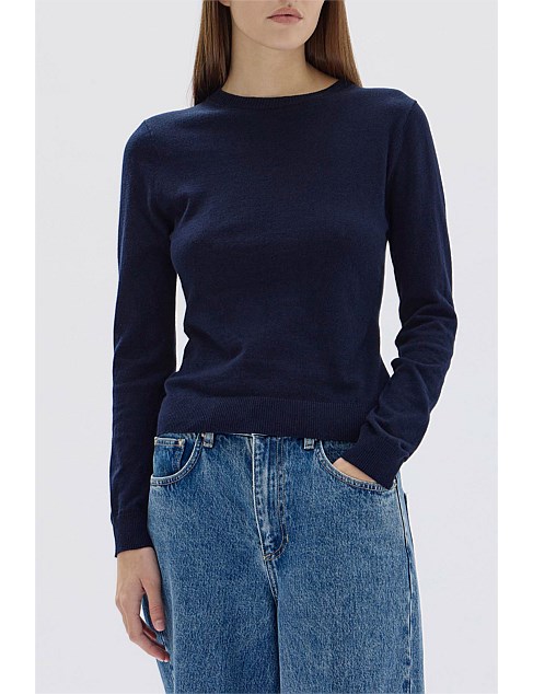 Assembly Label Maddy Light Weight Cotton Cashmere Top Ink | David Jones