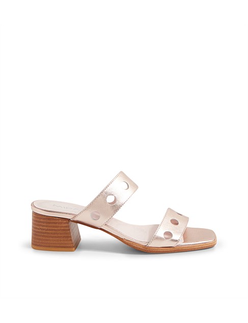 Midas Marriet Pale Rose Gold Leather Slides | David Jones