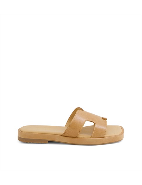 Midas Tatella Tan Leather Slides | David Jones