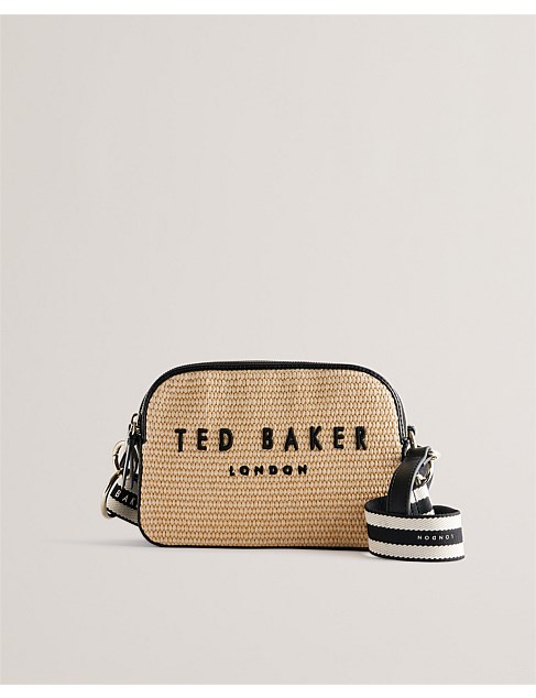 Ted Baker Stelio Branded Webbing Faux Raffia Camera Bag | David Jones