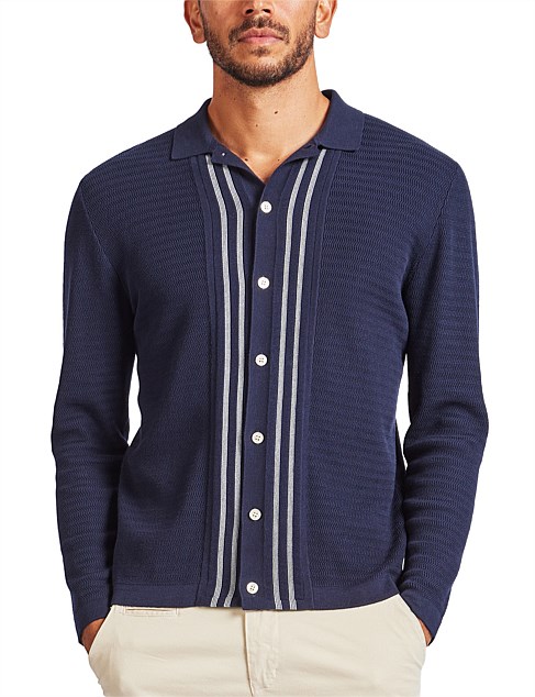 Academy Brand Ross Stripe Ls Polo | David Jones