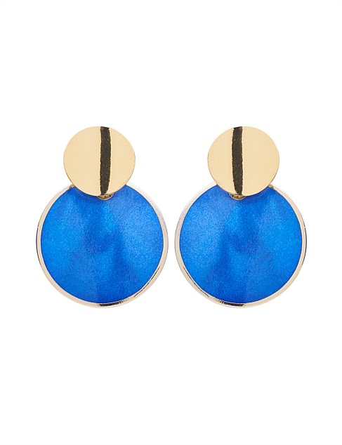 David Lawrence Metal and Shell Disc Earrings | David Jones