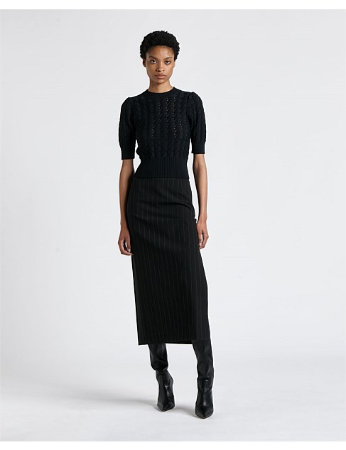 Cue Pointelle Elbow Sleeve Knit | David Jones