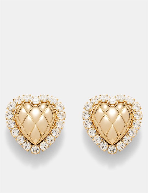Mimco Elle Ferguson Paris Oversized Quilted Heart Clip On Earrings ...