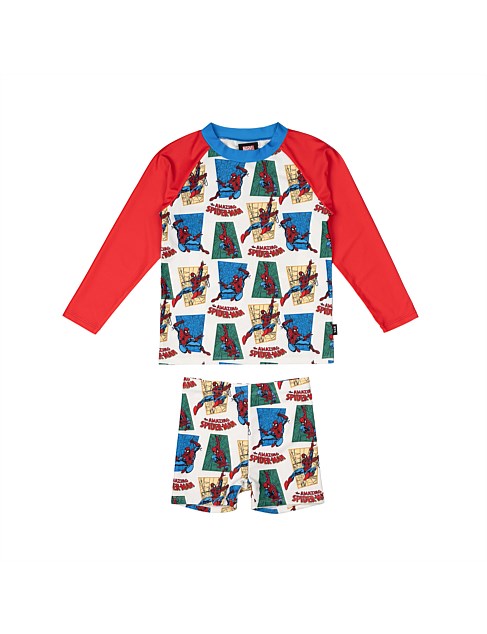 Rock Your Kid the Amazing Spiderman Ls Rashie and Swim Short Set ...