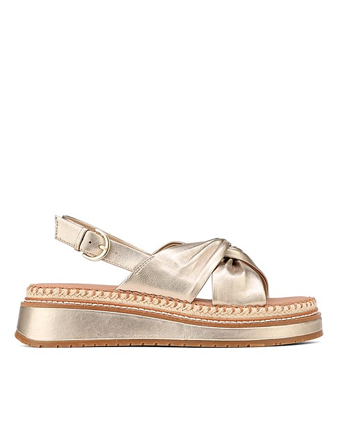 Wittner Destiny Champagne Metallic Leather Flatform | David Jones