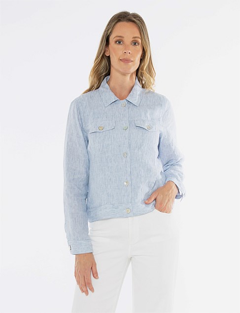 Jump Core Stripe Linen Jacket | David Jones