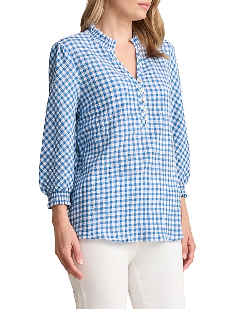 Blue Illusion Blue/white Cotton Gingham Blouse | David Jones
