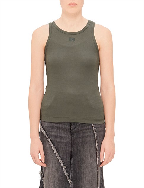 Ganni Soft Cotton Rib Tank Top | David Jones
