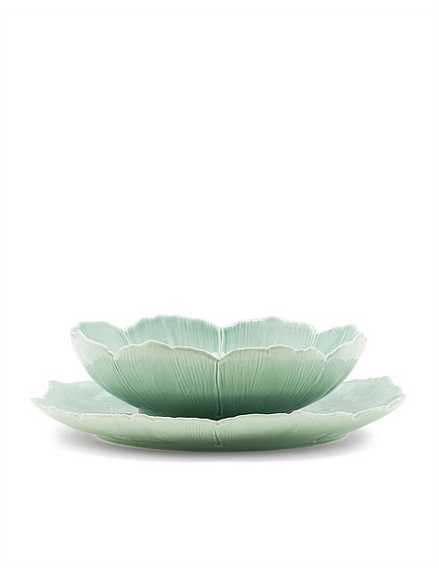 Aquazzura Casa Cherry Blossom Pasta Bowl 22cm Set Of 2 Celedon Green ...