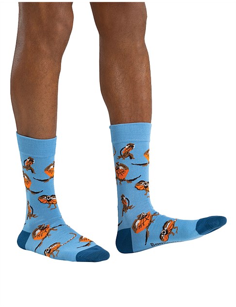 Bamboozld Mens Frill Neck Lizard Bamboo Sock | David Jones