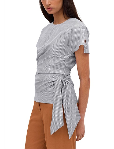 Bianca Spender Navy Stripe Yin Top | David Jones