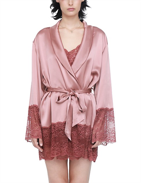 Ginia Silk Lace Robe | David Jones