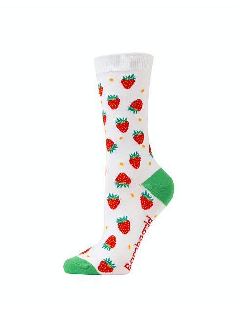 Bamboozld Womens Strawberries Bamboo Crew Sock | David Jones