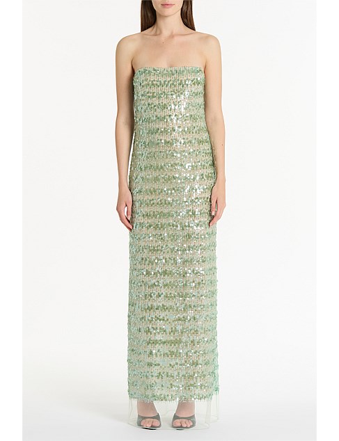 Carla Zampatti Celedon Sequin Strapless Gown | David Jones