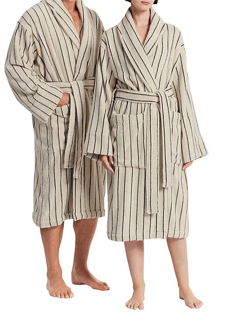 Sheridan Aven Australian Cotton Stripe Robe L/xl In Limestone | David Jones