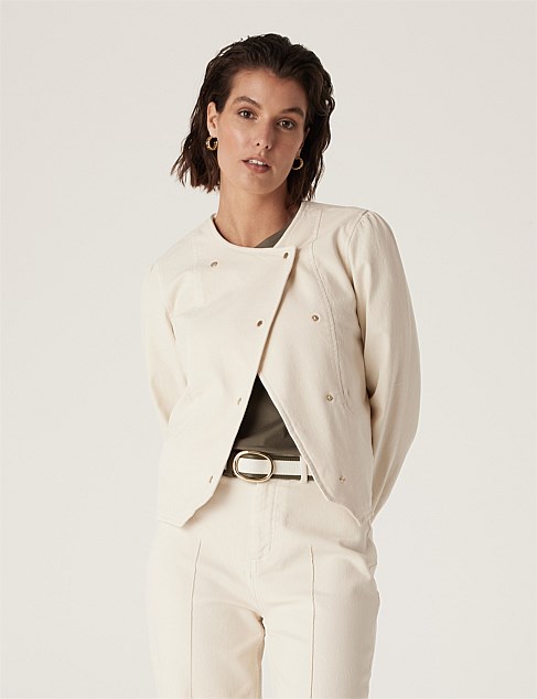 Cable Carter Jacket With Button Detail | David Jones