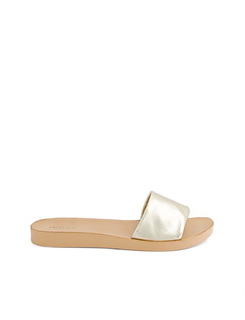 Midas Natiny Pale Gold Leather Slides | David Jones