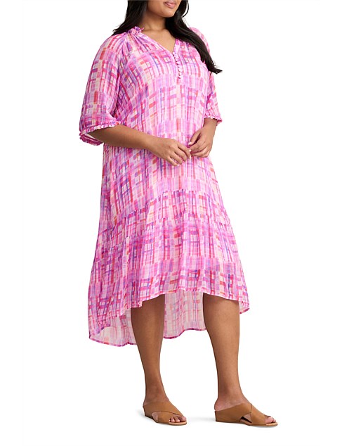 Blue Illusion Georgette Ruffle Dress -Multicolour | David Jones