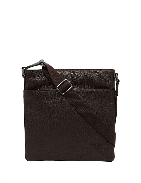 Alta Linea Pebble Leather Crossbody Floater Choc Bitter | David Jones