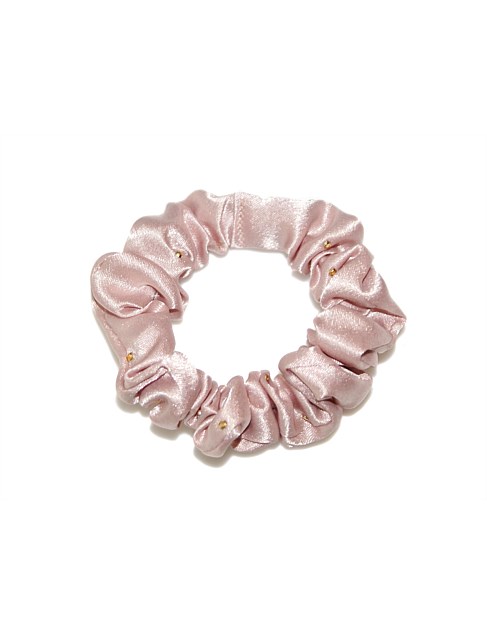 Hepburn & Co Gold Dot Satin Small Scrunchie | David Jones