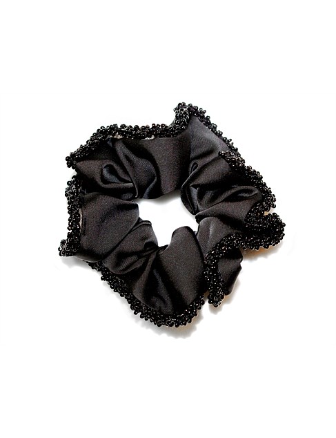 Hepburn & Co Satin Bead Edged Scrunchie | David Jones