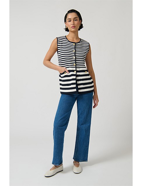 Onte Helena Stripe Gilet | David Jones