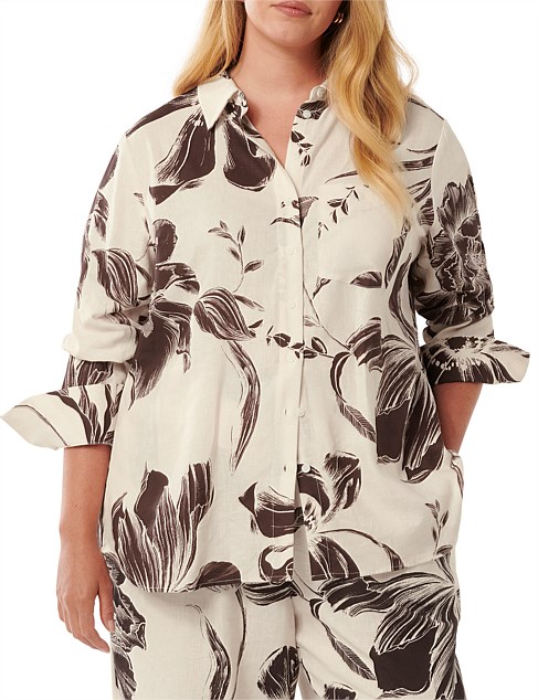 Forever New Lydia Curve Oversized Linen Shirt | David Jones