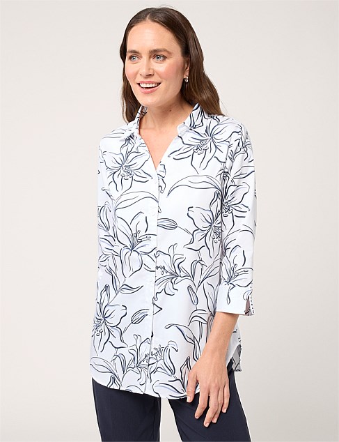 Black Pepper Lilium 3/4 Sleeve Shirt | David Jones